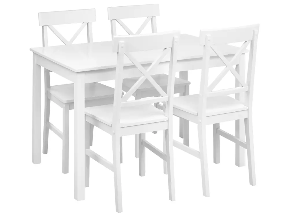 Dining Set BARLEE Poplar Wood White 4 Seater | Beliani.nl