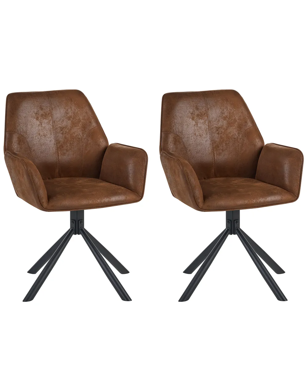 Lot de 2 chaises de salle à manger WARNER Daim synthétique Marron ...