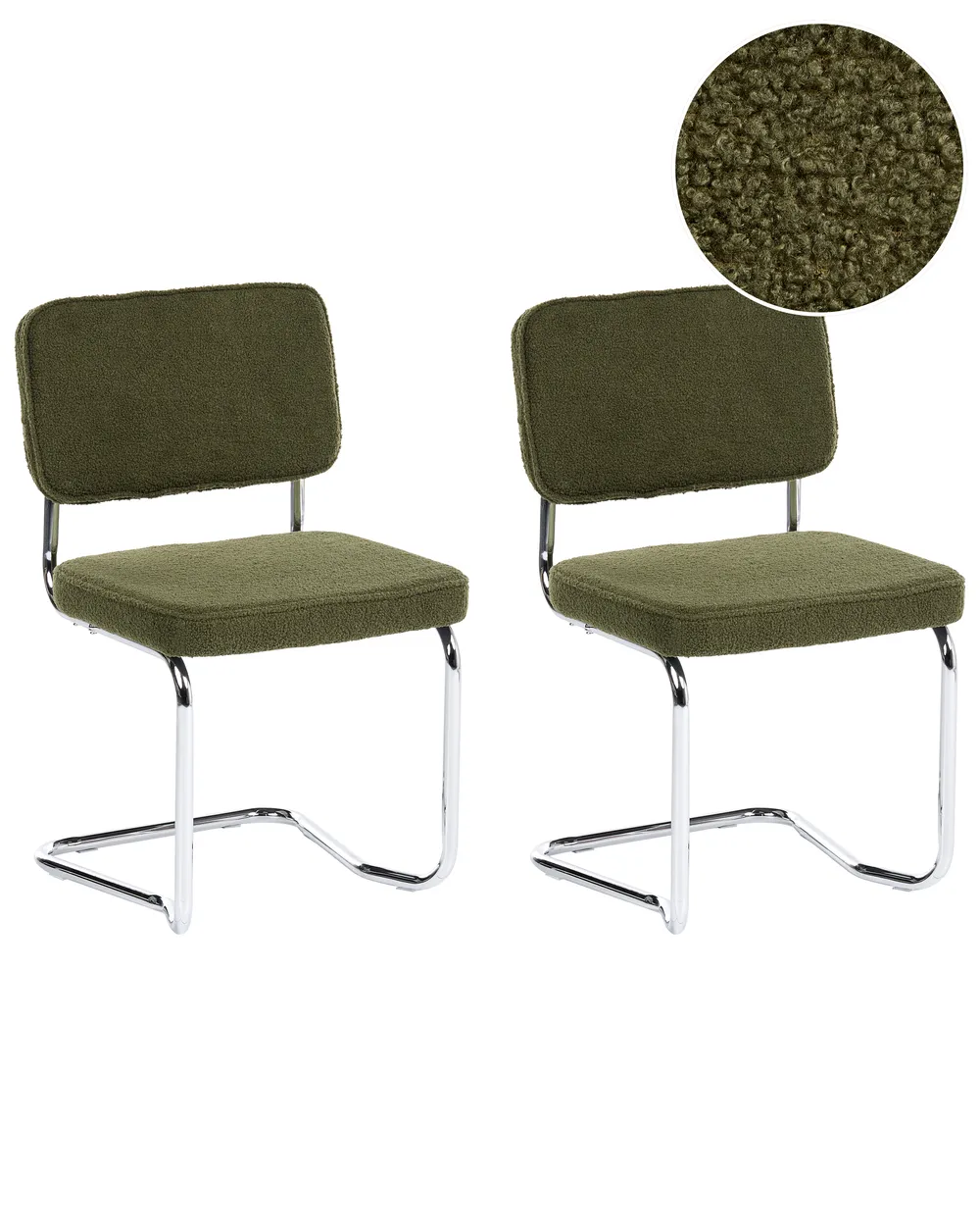 Set med 2 matstolar IRWIN Bouclé Grön | Beliani.se