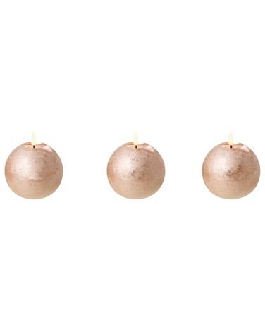 LED Kerzen 3er Set AMBROSIA 11 cm Gold | Beliani.de