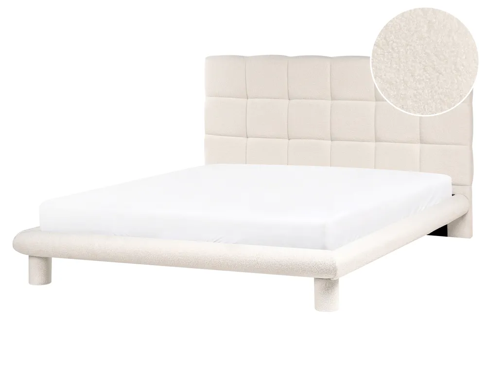 Bett mit Lattenrost Bouclé CORIO 160 x 200 cm Cremeweiß | Beliani.de
