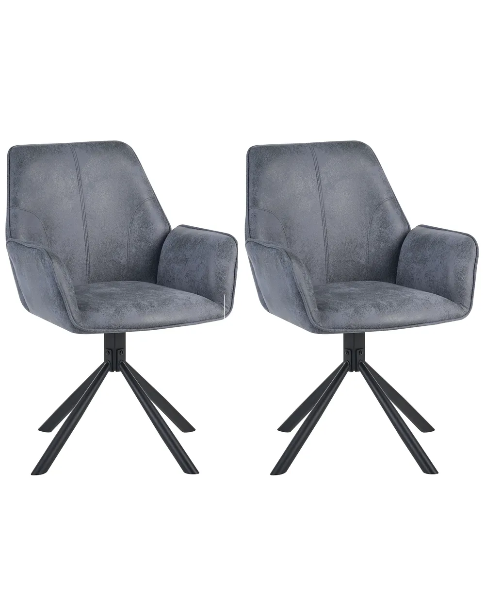Set di 2 sedie da pranzo WARNER Scamosciato sintetico Grigio | Beliani.ch