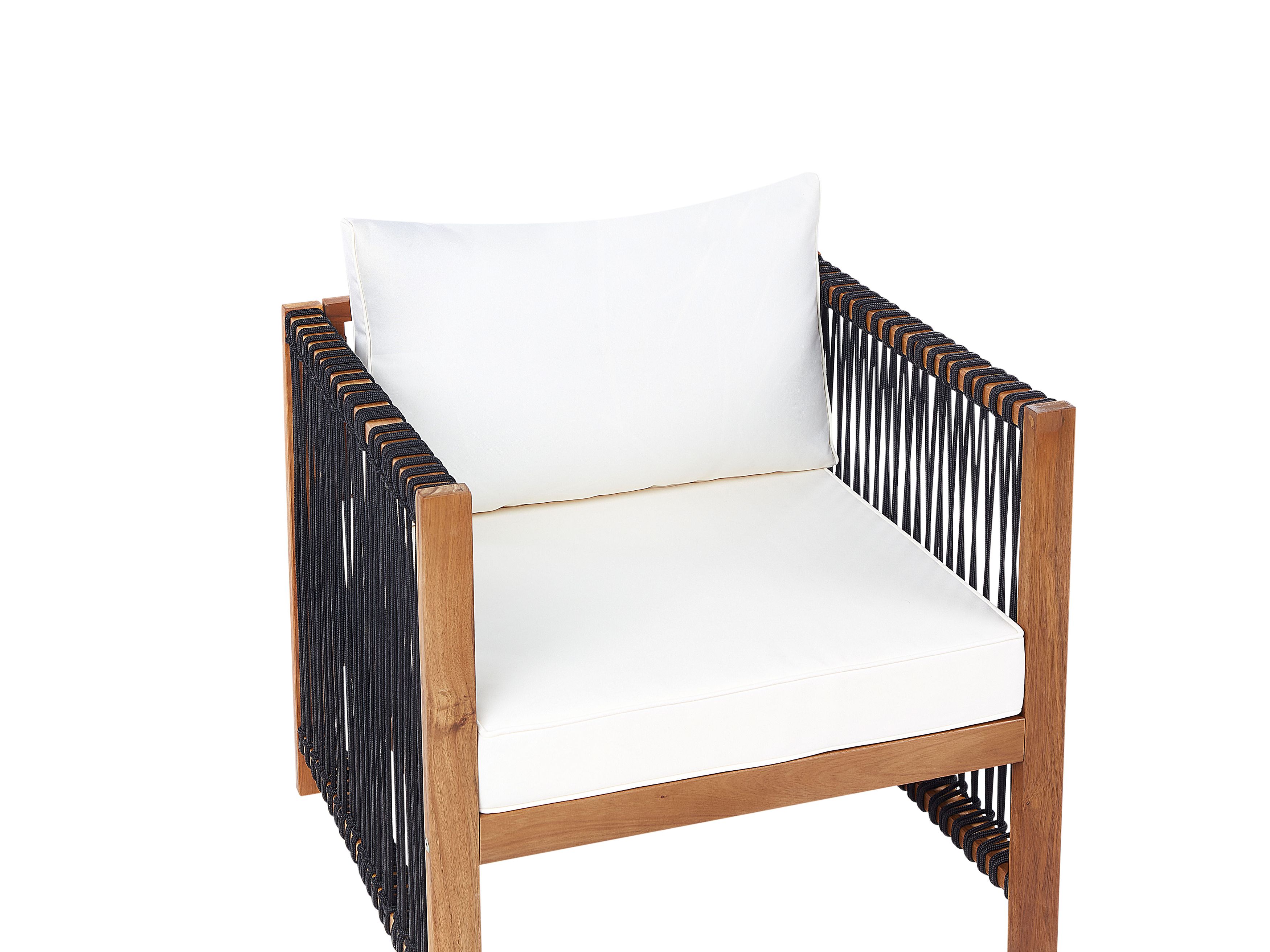 Lounge Set mit Tisch 4-Sitzer ANTRIA Akazienholz Schwarz | Beliani.ch