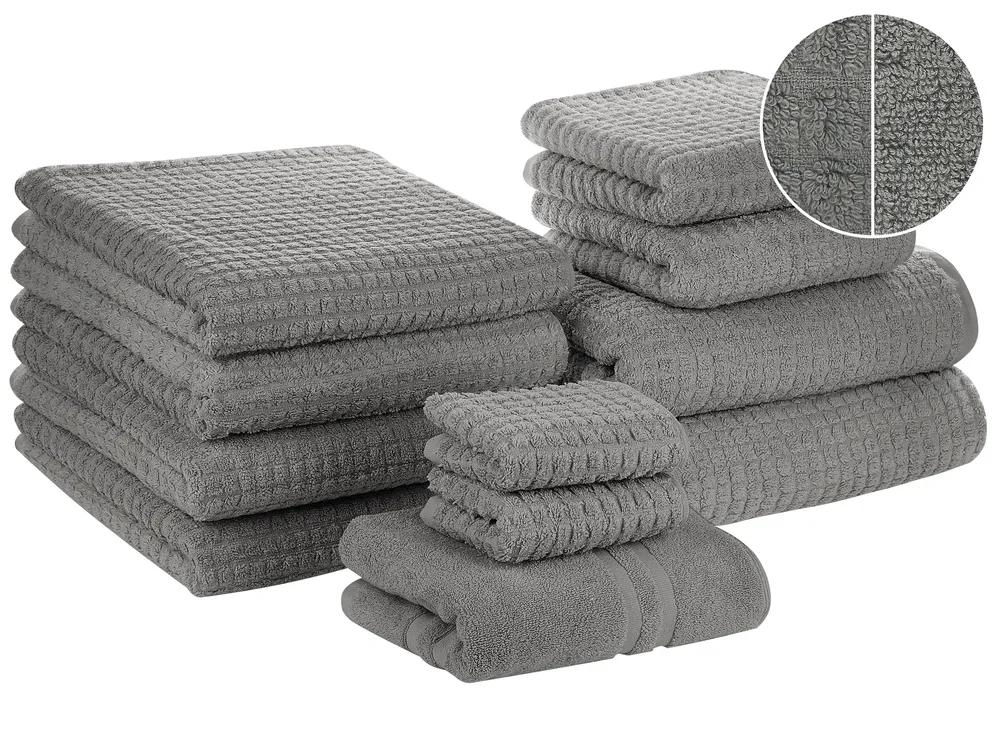 Set of 11 Towels ATAI Cotton Grey | Beliani.nl