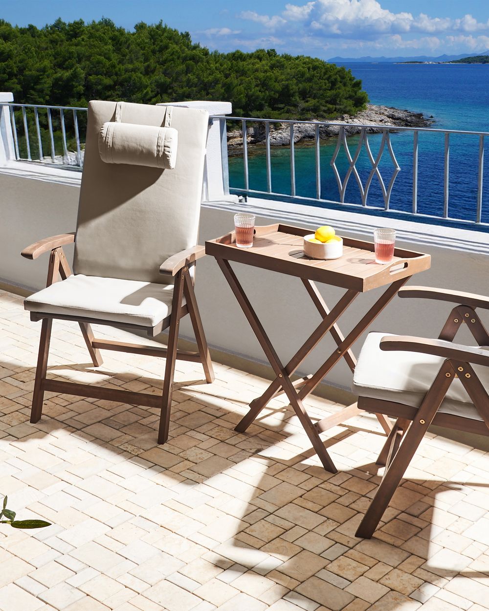 Gartenhocker 2er Set BELLANO Akazienholz Braun | Beliani.ch