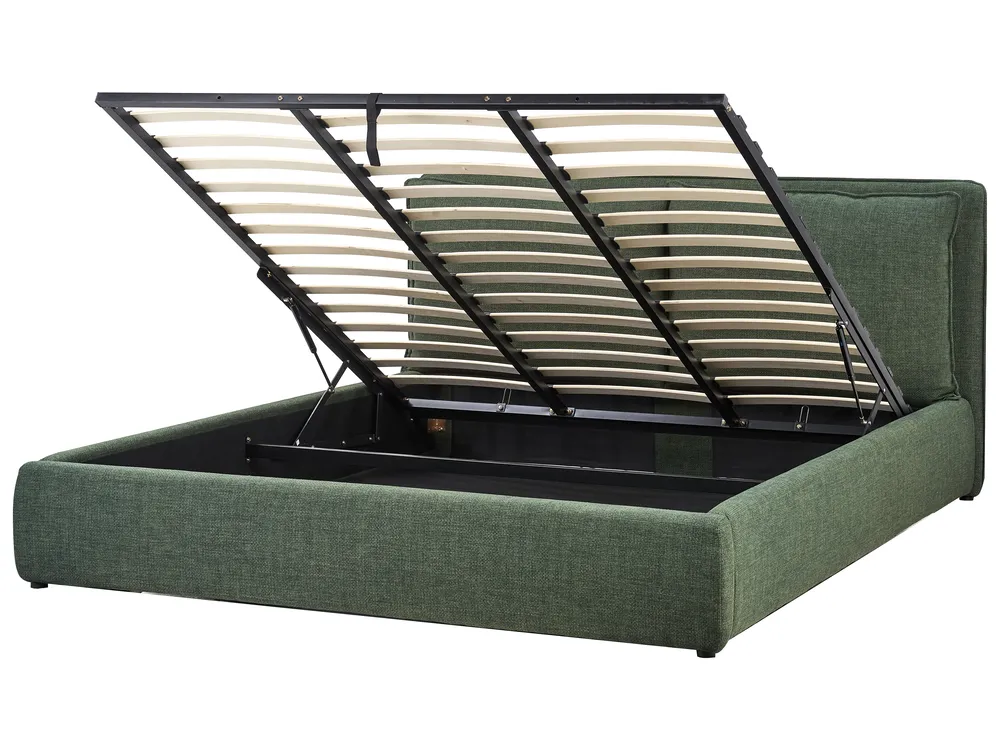 Ottoman Bed BAJONNA Fabric Dark Green 180 x 200 cm (EU Super King ...