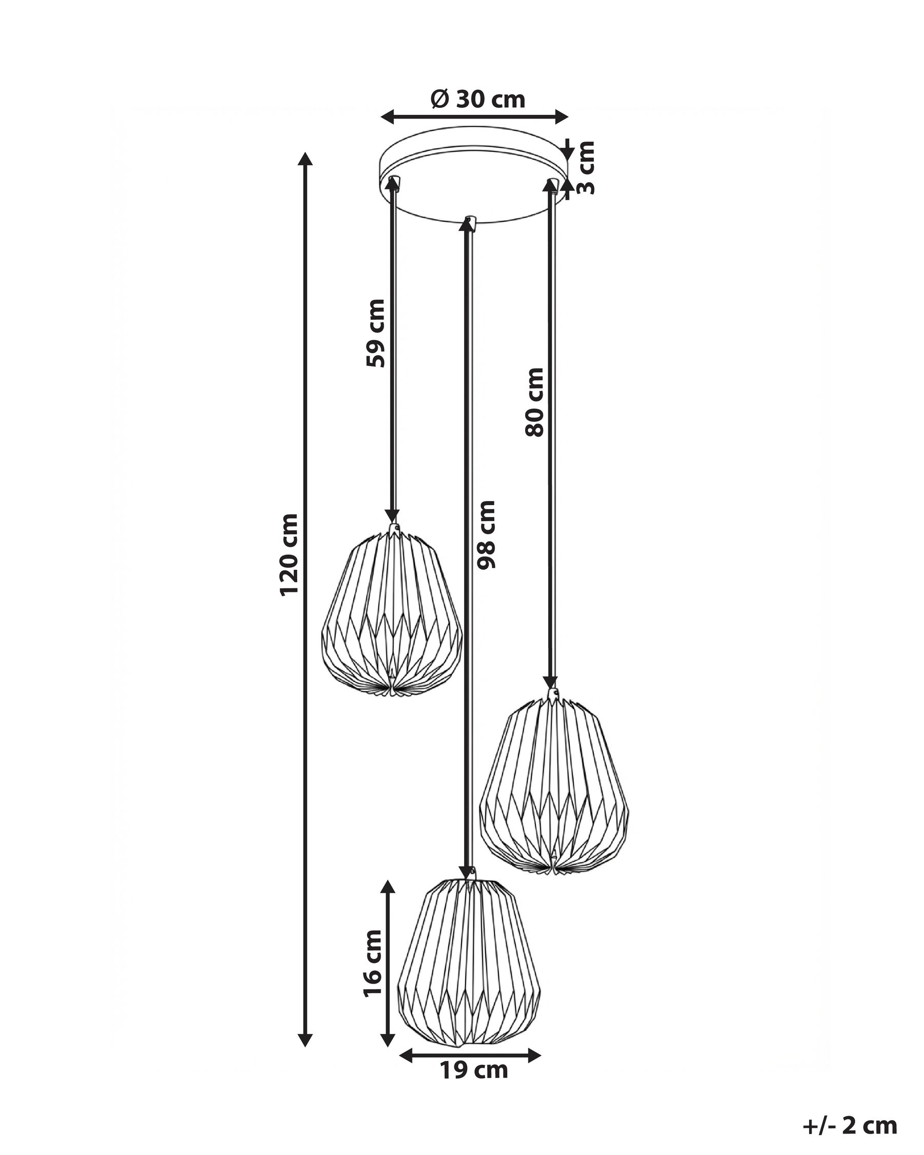 3 Light Pendant Lamp HONDE Paper White | Beliani.de