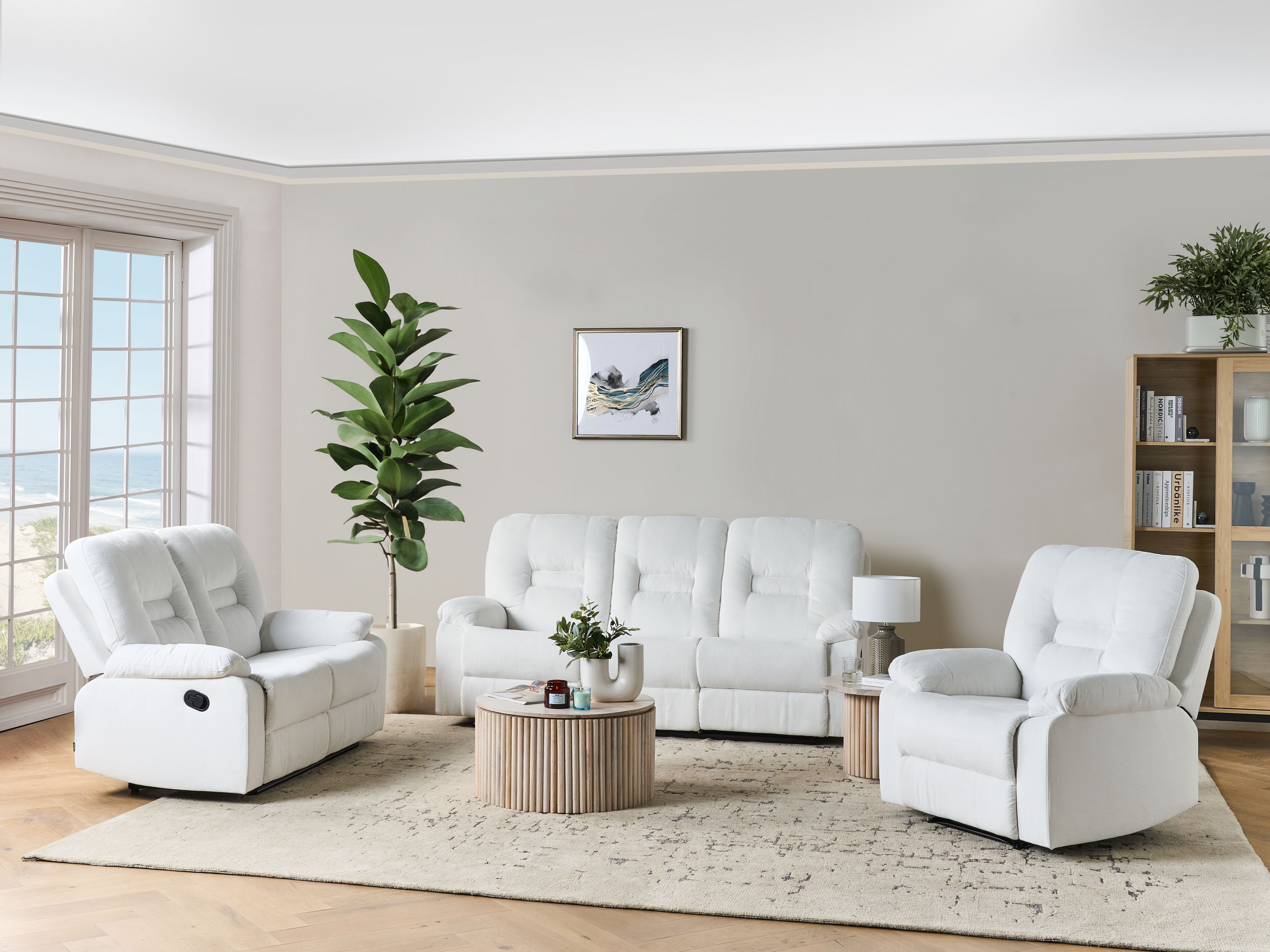 Ensemble de salon relax manuel BERGEN Tissu Blanc 6 places | Beliani.ch