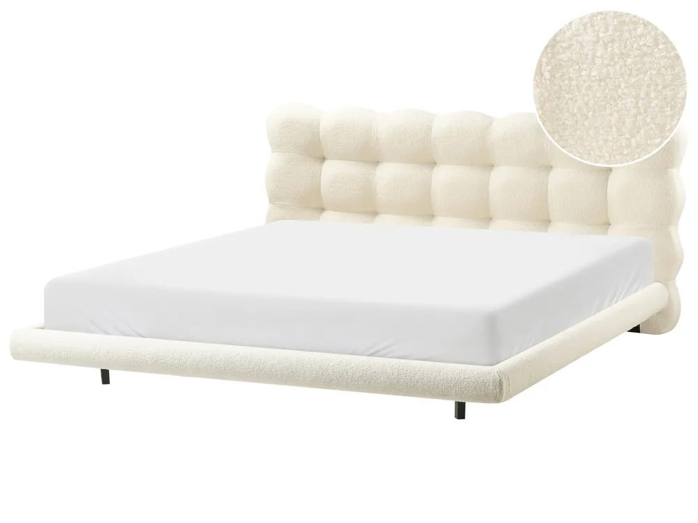 Bett mit Lattenrost Bouclé MARGUT 180 x 200 cm Weiß | Beliani.de