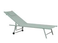 Set of 2 Sun Loungers SORONI Reclining Metal Light Green | Beliani.de