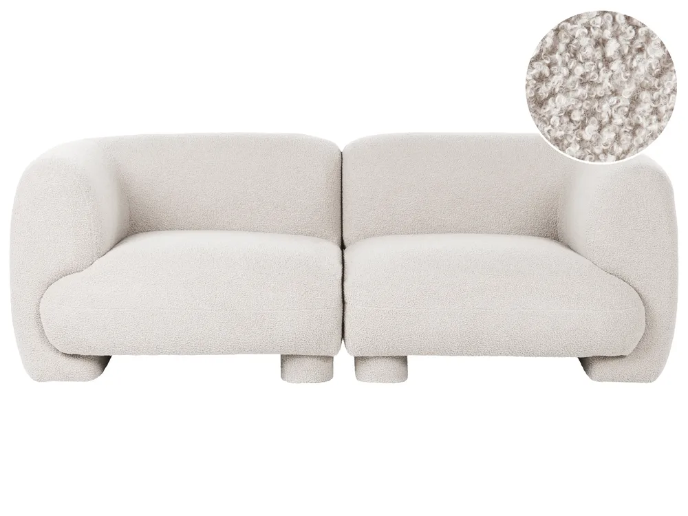 Modulsofa 2-Sitzer MJALBI Bouclé Cremeweiß | Beliani.de