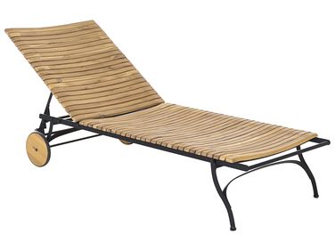 Lettino Prendisole LASCARI Legno d'acacia Marrone chiaro | Beliani.ch
