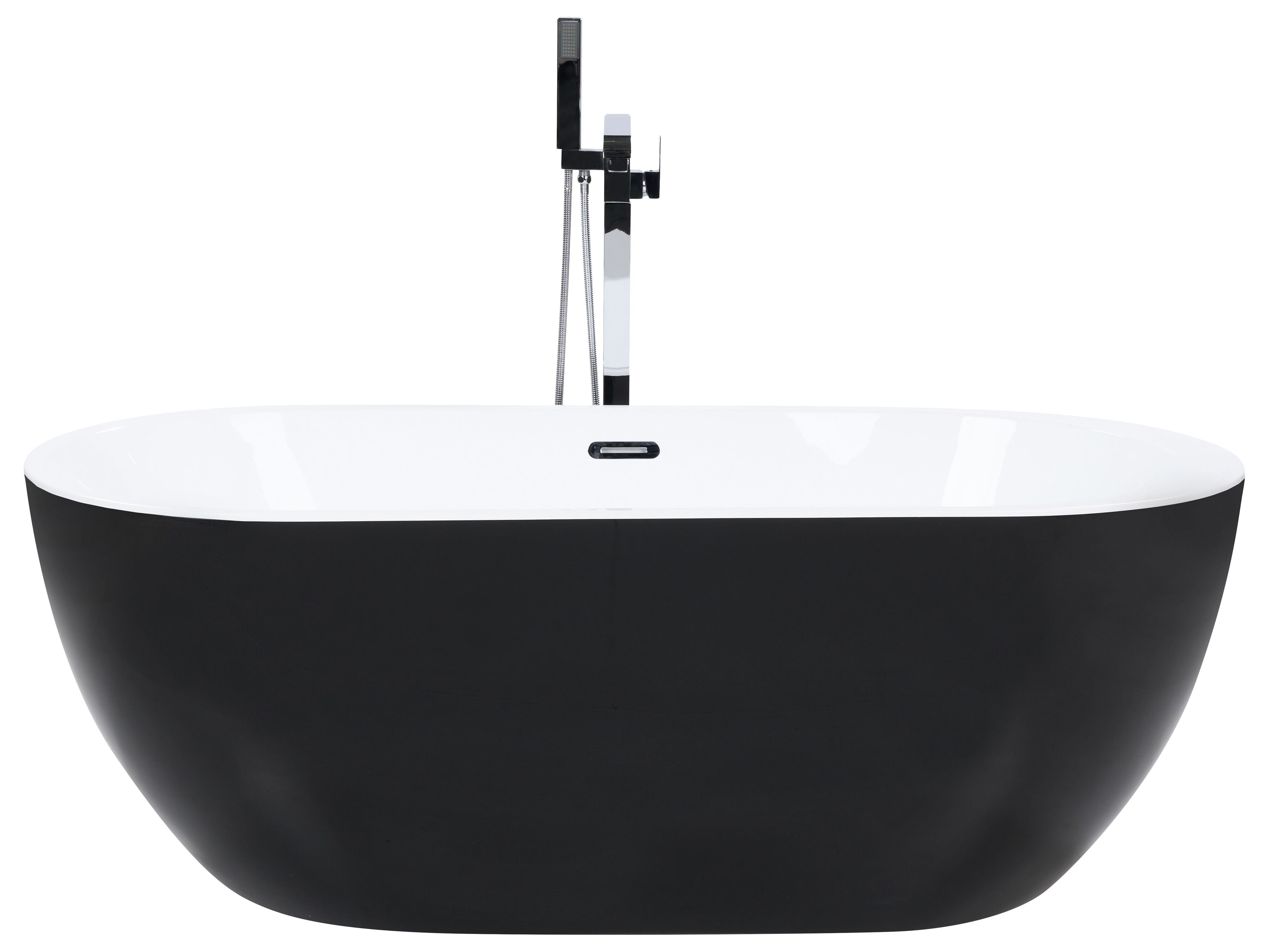 Freistehende Badwanne NEVIS 170 x 80 cm Schwarz | Beliani.ch