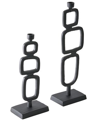 Sæt af 2 lysestager SIPANJE Metal 35/48 cm Sort | Beliani.dk