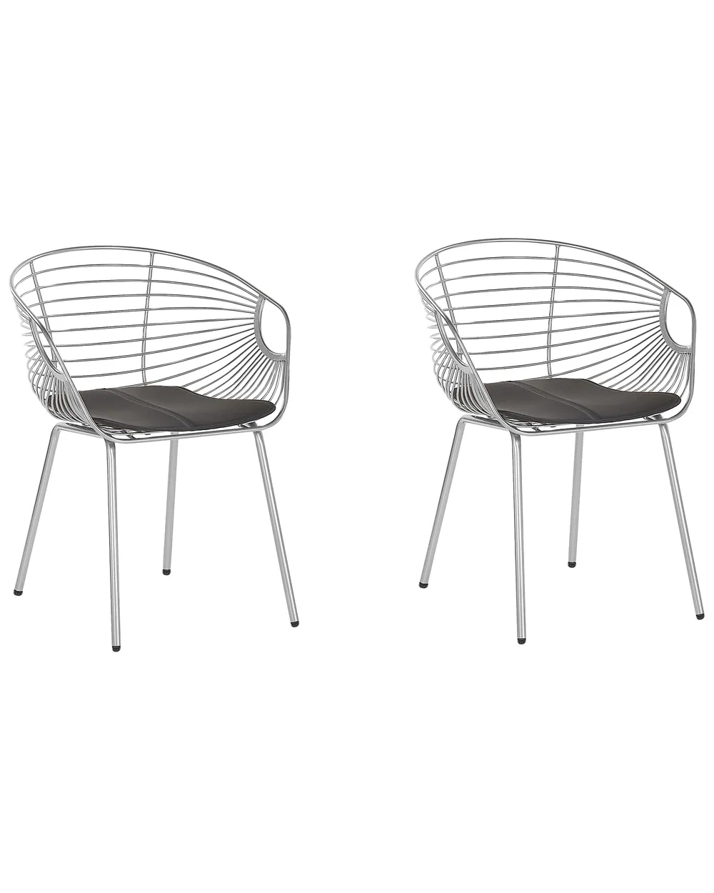 Set of 2 Dining Chairs HOBACK Metal Silver | Beliani.nl