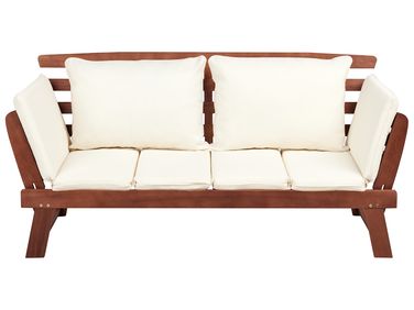 Banc avec coussin d'assise PORTICI 210 cm Bois d'eucalyptus Marron ...
