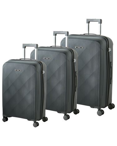 Set of 3 Hard Shell Suitcases TONSAI Dark Grey | Beliani.se
