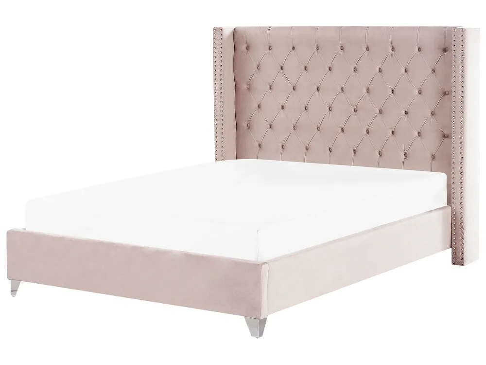 Seng Velour LUBBON 160 x 200 cm Cremehvid | Beliani.dk