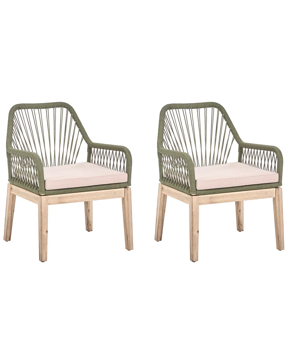 Set di 2 sedie da giardino con cuscini OLBIA Verde oliva | Beliani.ch