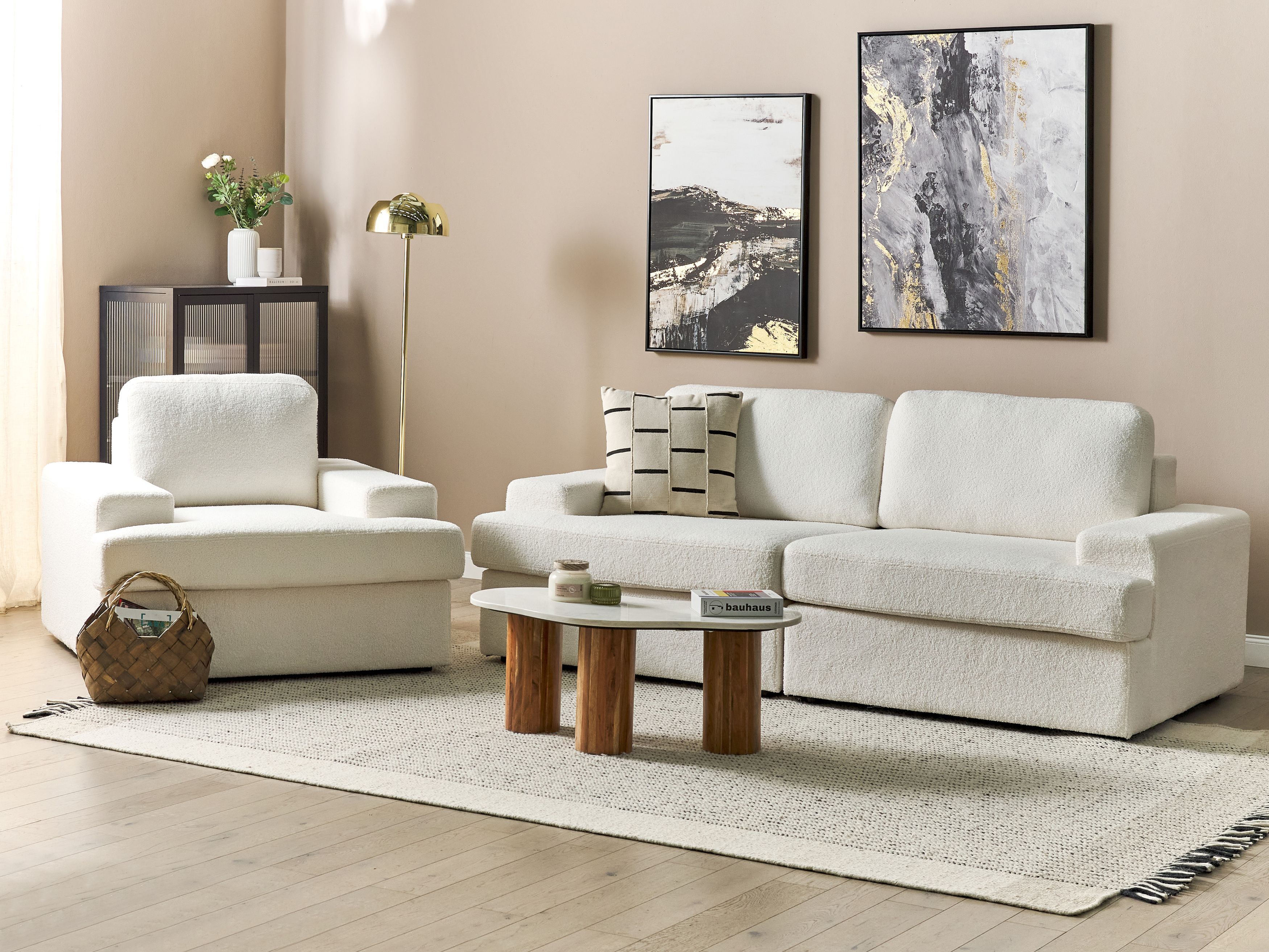 Sofa Set ALLA Bouclé Cremeweiß 4-Sitzer | Beliani.de