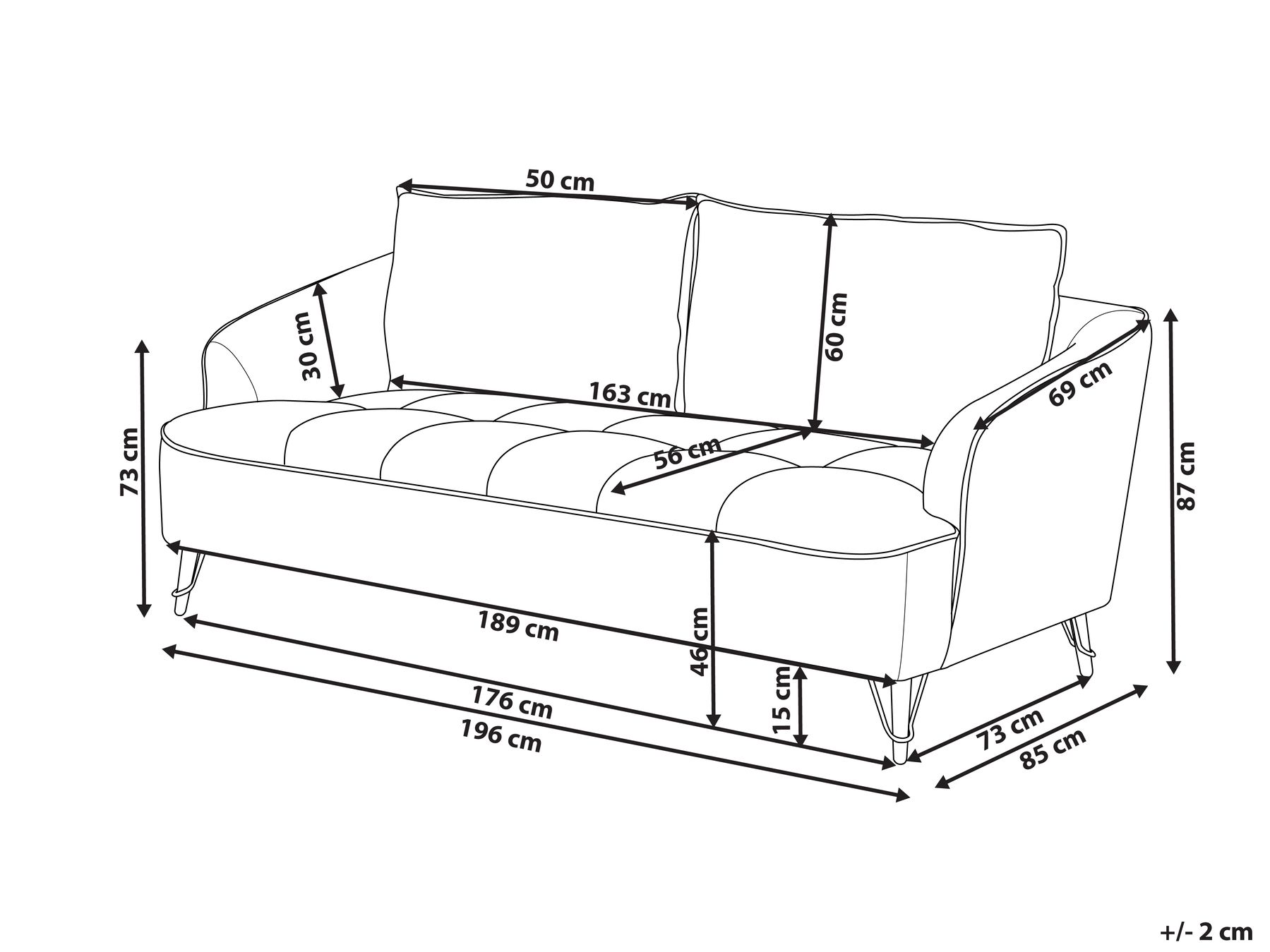 Bank 3-zits HOBRO Stof Lichtgrijs | Beliani.be