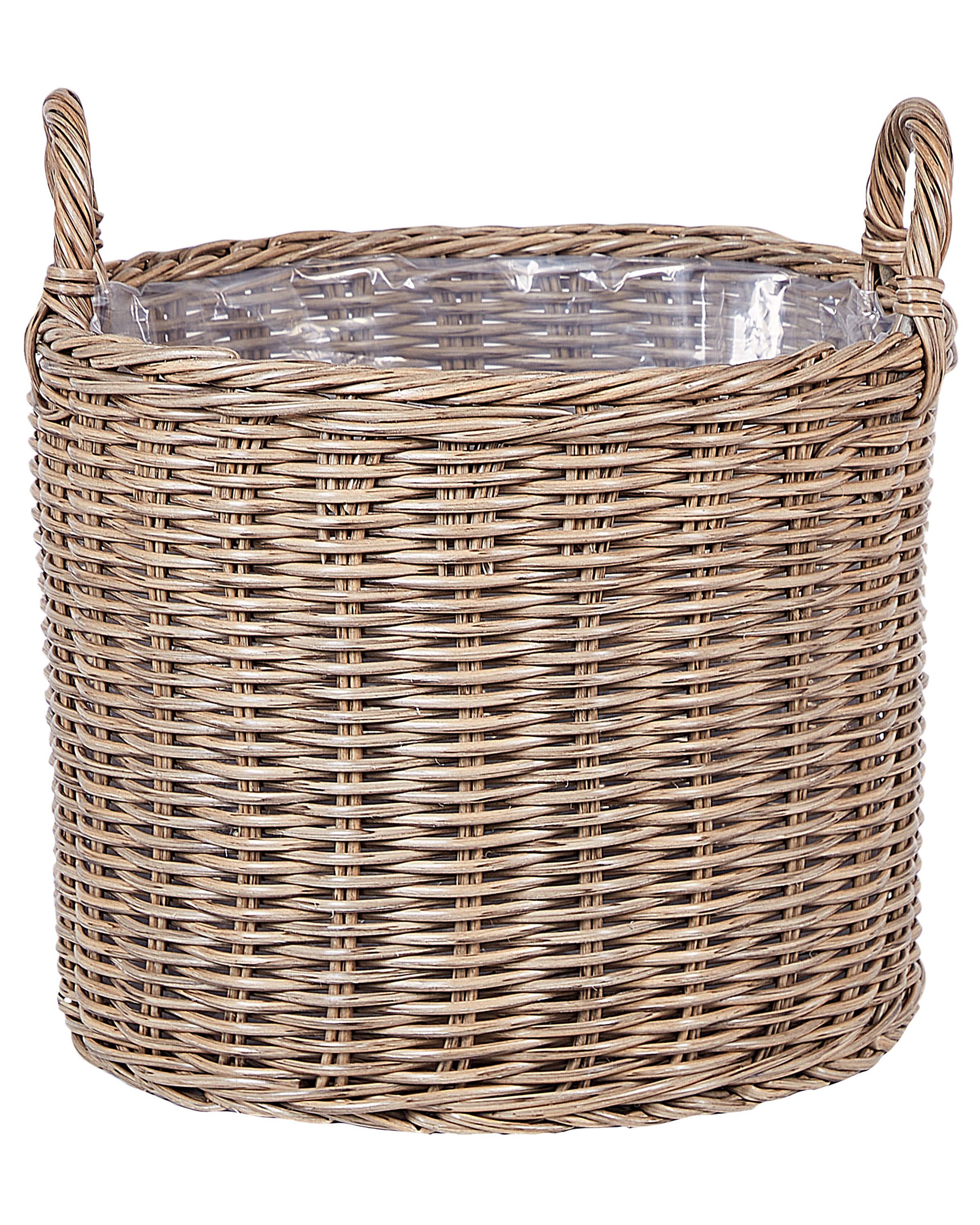Set mit 3 Blumentöpfen PENDULA Polyrattan 33/37/45 cm Naturfarben | Beliani.ch