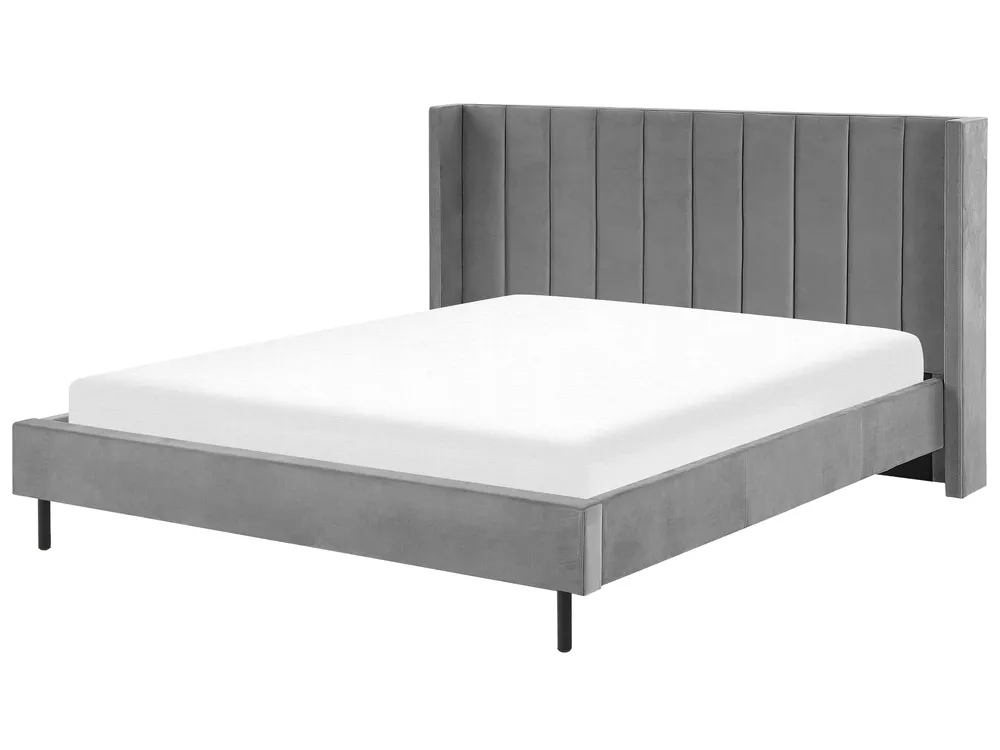 Bett mit Lattenrost Samtstoff VILLETTE 160 x 200 cm Taupe | Beliani.ch