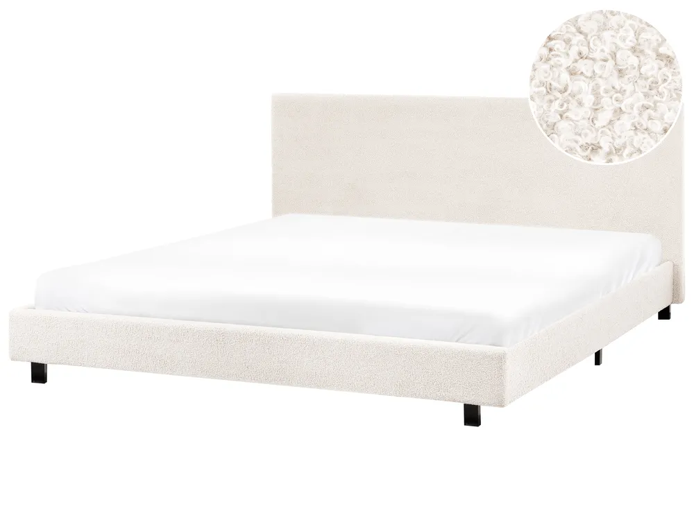 Bett mit Lattenrost Stoff MILLAY 180 x 200 cm Cremeweiß | Beliani.de
