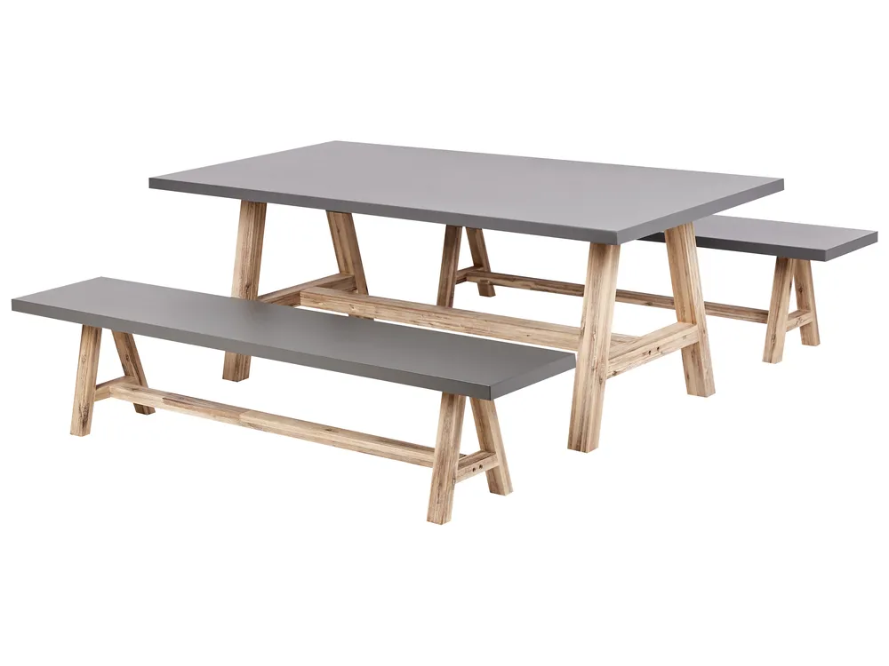 TONNARE 6 Seater Garden Dining Set with Benches Grey Concrete | Beliani.ch