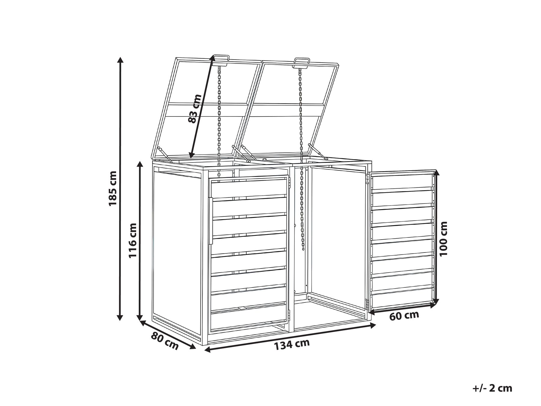 Mülltonnenbox 480 L POLICORO Doppelt Metall Dunkelgrau | Beliani.de