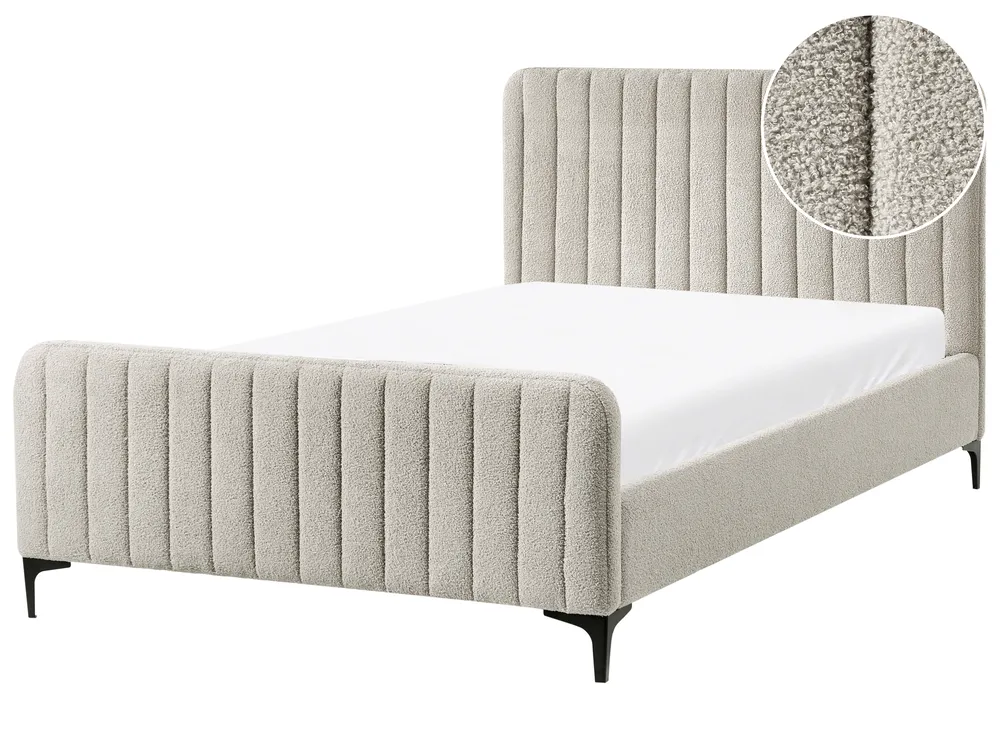 Bett mit Lattenrost Samtstoff LUNAN 180 x 200 cm Hellbeige | Beliani.ch