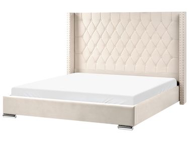 Bed Fluweel LUBBON 180 x 200 cm Gebroken wit | Beliani.nl