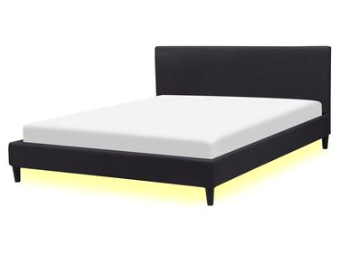 Seng med LED FITOU 160 x 200 cm Sort | Beliani.dk