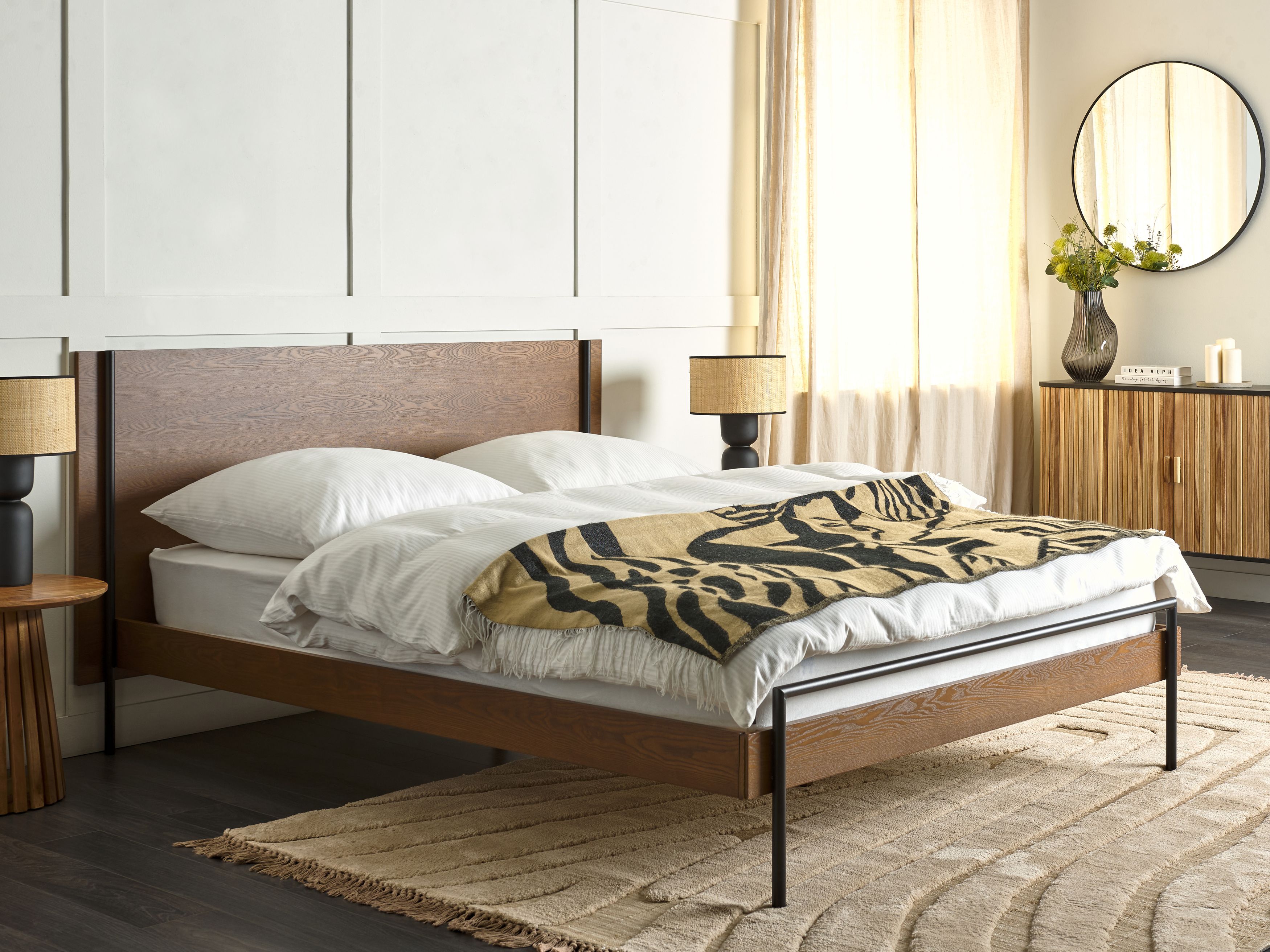 Bett mit Lattenrost LIBERMONT 160 x 200 cm Dunkle Esche | Beliani.de