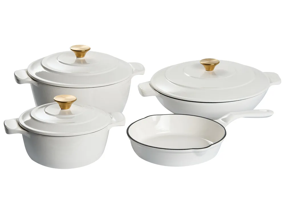7 Piece Cast Iron Set FERRANO Off-White | Beliani.dk